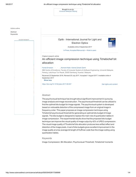 pdf an efficient image compression technique using tchebichef bit