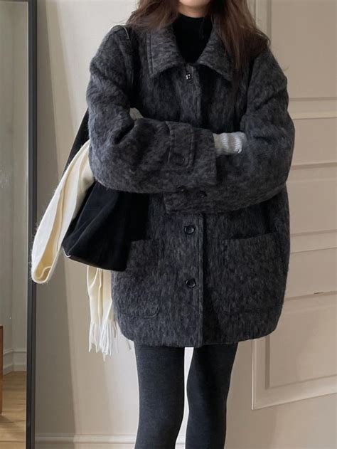 비엔프리 아이 당일 썸띵엘스 모헤어 울 부클 하프 코트 2온스 누빔 카라 싱글 Ct