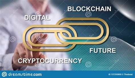 Man Touching A Blockchain Concept Stock Image Image Of Bank Currency 137293895