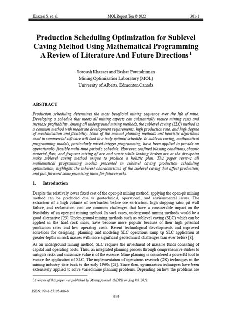 Production Scheduling Optimization For Sublevel Caving Method Using