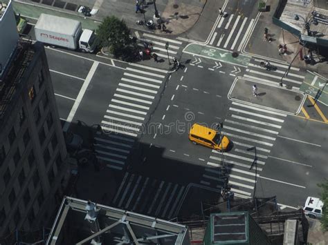 Manhattan Street Crosswalk Intersection With Traffic Editorial Stock