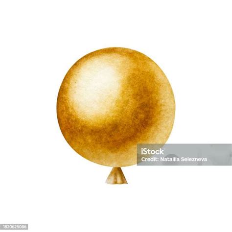 수채화 황금 호일 풍선입니다 손으로 그린 생일과 파티 장식은 흰색 배경에 고립되어 있습니다 디자이너 인쇄물 베이비 샤워 엽서 포장지 휴일 어린이 표지를위한 반짝이는 요소