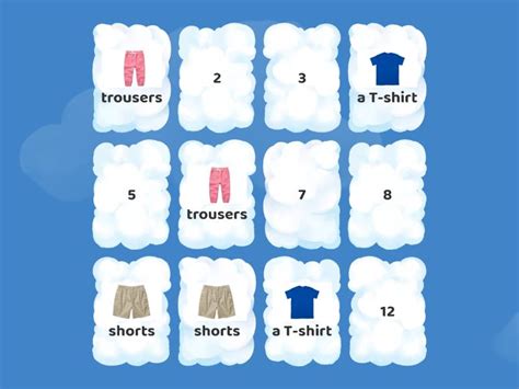 Summer Clothes Memory Matching Pairs