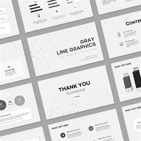 비즈폼 깔끔한 회색 라인 그래픽 Ppt 템플릿 템플릿 배경 템플릿 그래픽
