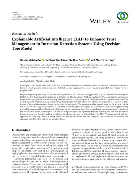 Pdf Explainable Artificial Intelligence Xai To Enhance Trust Management In Intrusion