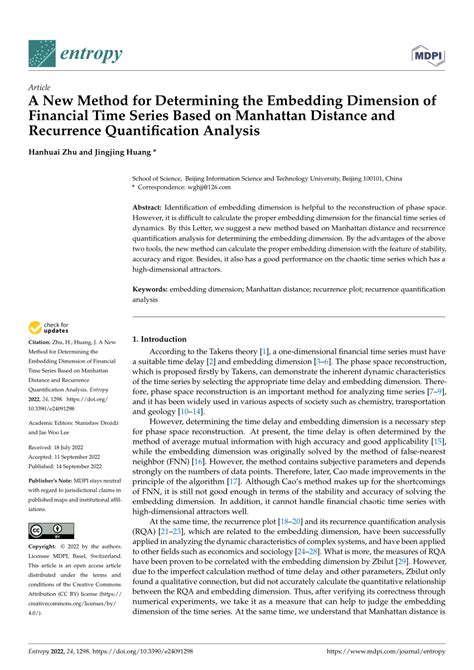 Pdf A New Method For Determining The Embedding Dimension Of Financial Time Series Based On