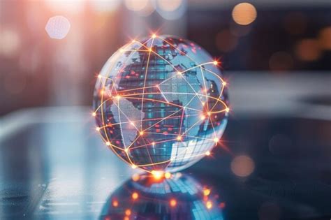 Holographic Globe With Digital Network Premium Ai Generated Image