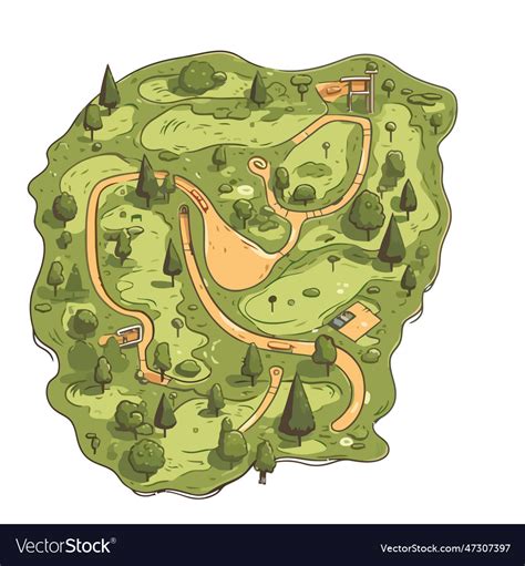 Green Nature Landscape With Trees Grass Royalty Free Vector