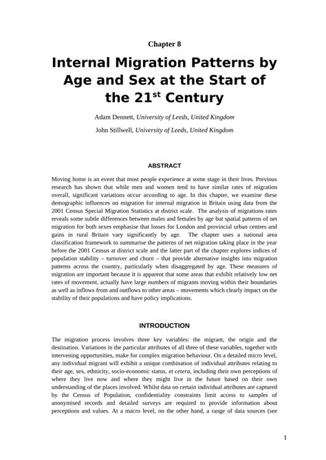 PDF Internal Migration Patterns By Age And Sex At The Start Of The St Century