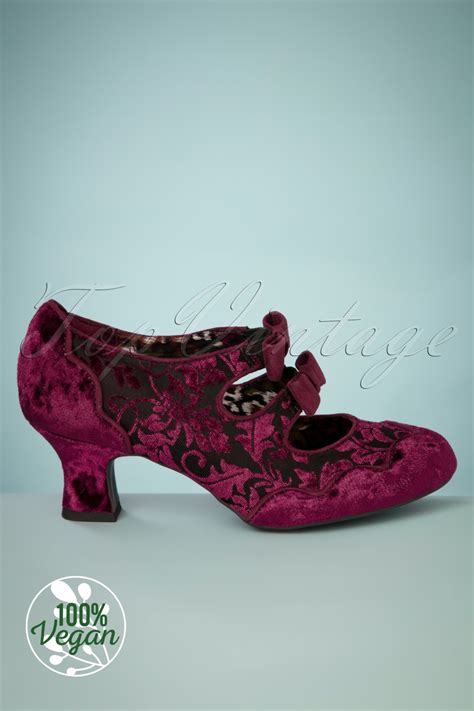 Ruby Shoo 50s Sophia Velvet Pumps In Wine