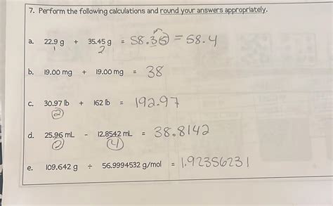 Solved Perform The Following Calculations And Round Your Chegg