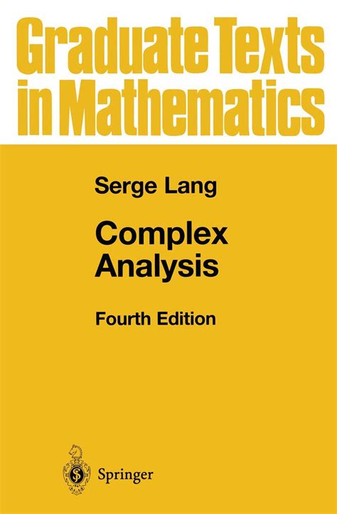 Complex Analysis Graduate Texts In Mathematics 103 Lang Serge 9780387985923 Books