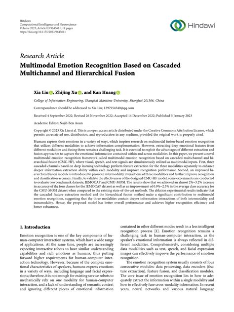 (PDF) Multimodal Emotion Recognition Based on Cascaded Multichannel and ...