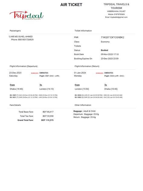 Md Suhel Ahmed Ticket Download Free Pdf Aviation Transport