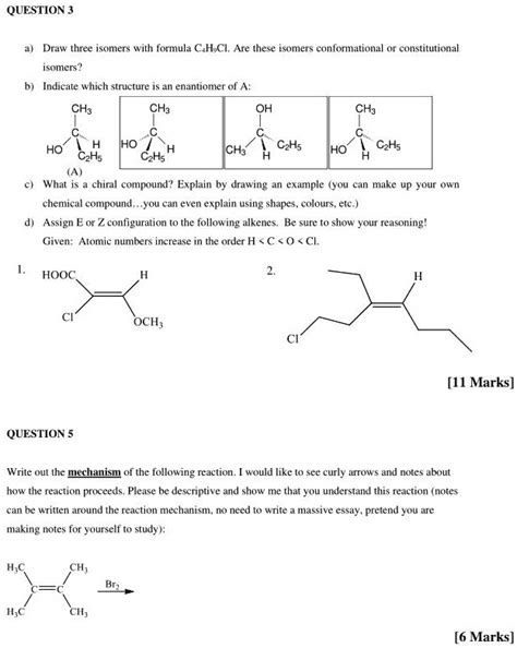 Solved Question 3 Draw Three Isomers With Formula Ch3cl Are These Isomers Conformational Or