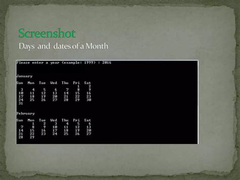 Presentation Of Make A Calendar In C Language Pptx Computing