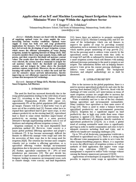 Application Of An Iot And Machine Learning Smart Irrigation System To Minimize Water Usage