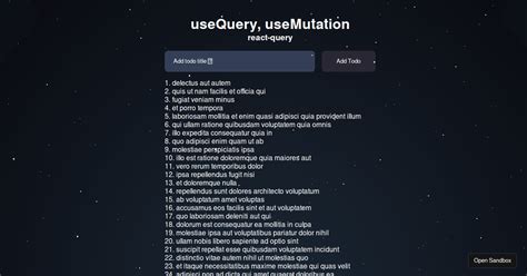 React Query Todo List App Codesandbox
