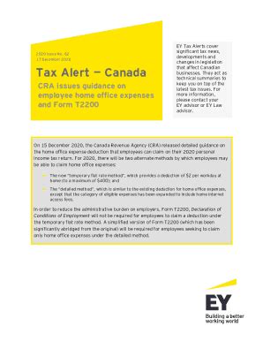 Fillable Online Tax Alert No CRA Issues Guidance On Employee Home Office Expenses And