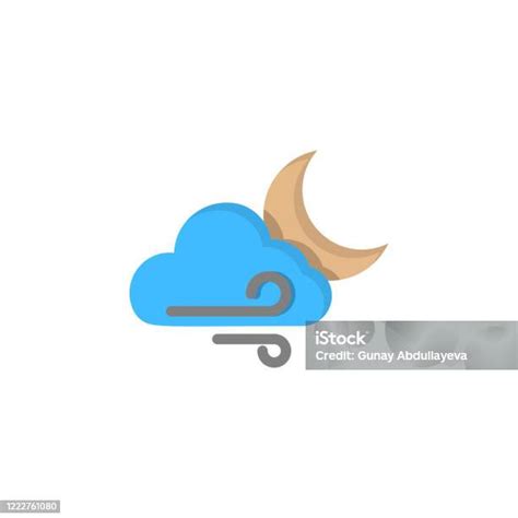 구름 초승달 바람 아이콘입니다 Ui 및 Ux 웹 사이트 또는 모바일 응용 프로그램에 대한 두 가지 색상 날씨 아이콘의 간단한 라인 개요 벡터 0명에 대한 스톡 벡터 아트 및