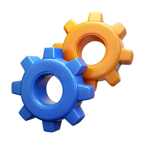 Gears Cogs Png Interlocking 3d Gears In Blue Red And Orange Against A