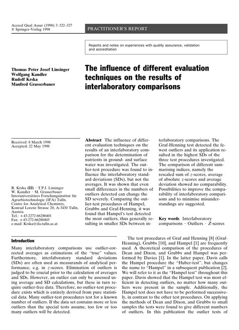 Pdf The Influence Of Different Evaluation Techniques On The Results