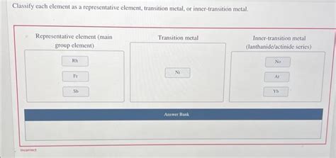 solved classify each element as a representative element
