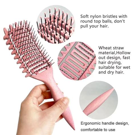 Curl Defining Brush Hair Comb For Curly Hair Curl With Prongs Define Styling Brush Curved Vented