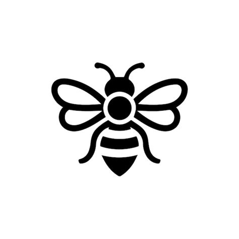 Minimal Black And White Honey Bee Logo Icon Premium Ai Generated Vector