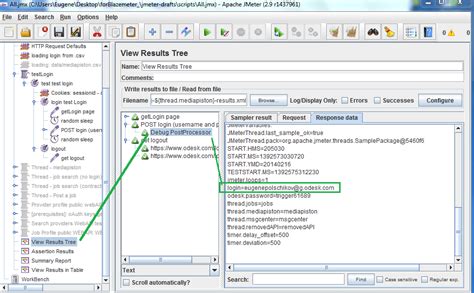 passing an email as login to jmeter request stack overflow
