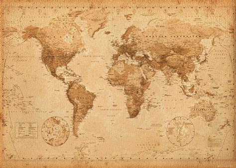 Antique Vintage Style World Map Poster Etsy Uk Antique World Map