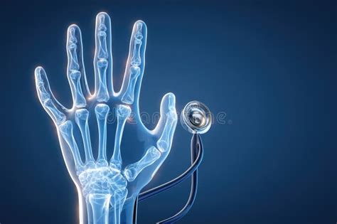 Hand With Skeletal Structure Being Examined With A Stethoscope During A