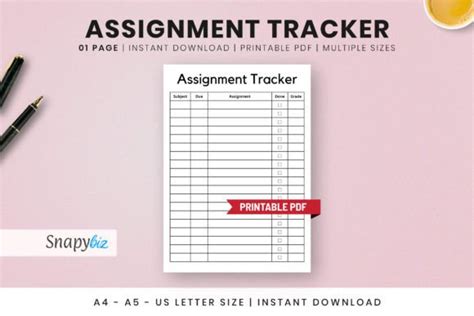 Free Assignment Tracker Template Graphic By Snapybiz · Creative Fabrica