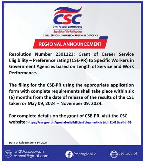 Grant Of Career Service Eligibility Preference Rating Cse Pr To