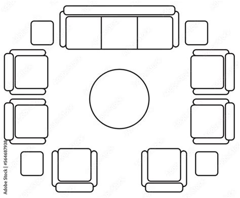 Vektorová grafika D graphic drawing of the top view layout of the sofa set and its side