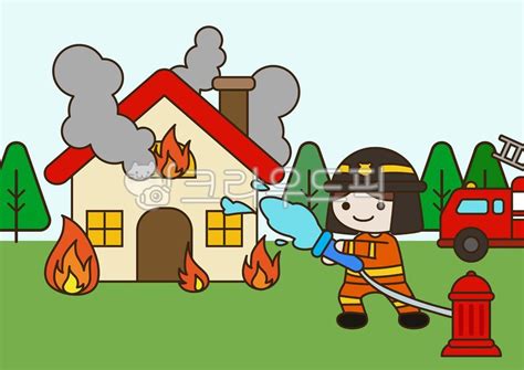 화재 소방관 소방서 소화기 불 사진이미지일러스트캘리그라피 놀이꾸러미작가