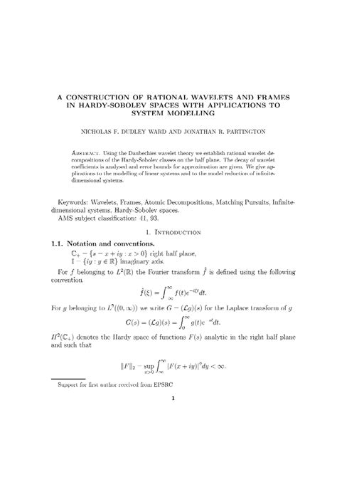 Pdf A Construction Of Rational Wavelets And Frames In Hardy Sobolev