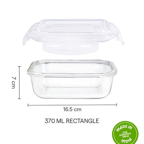 Buy Borosil Klip N Store Rectangular Glass Container 370 Ml At Best