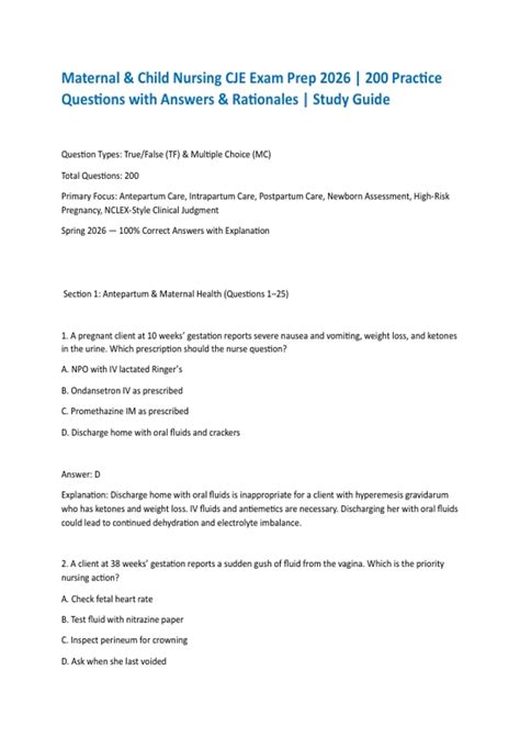 Maternal And Pediatric Nursing Exam Prep 2026 200 Practice Questions