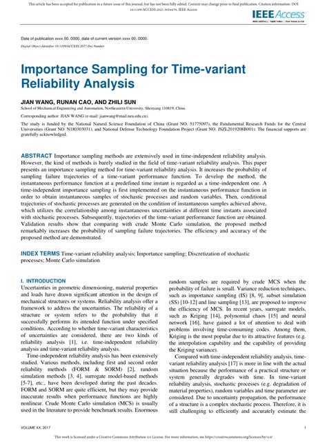 Pdf Importance Sampling For Time Variant Reliability Analysis