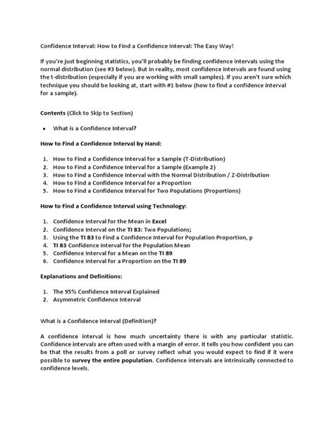 Confidence Interval Pdf Confidence Interval Sample Size Determination
