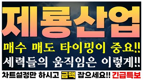 제룡산업대응 차트설정 이대로만 해보세요 돈 들어옴 제룡산업차트분석 제룡산업전략 제룡전기관련주 Youtube