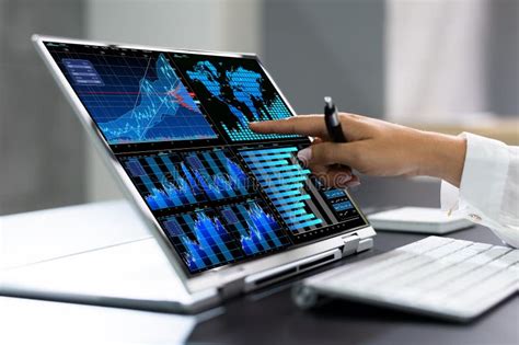 data analyst using data analytics kpi stock image image of finance