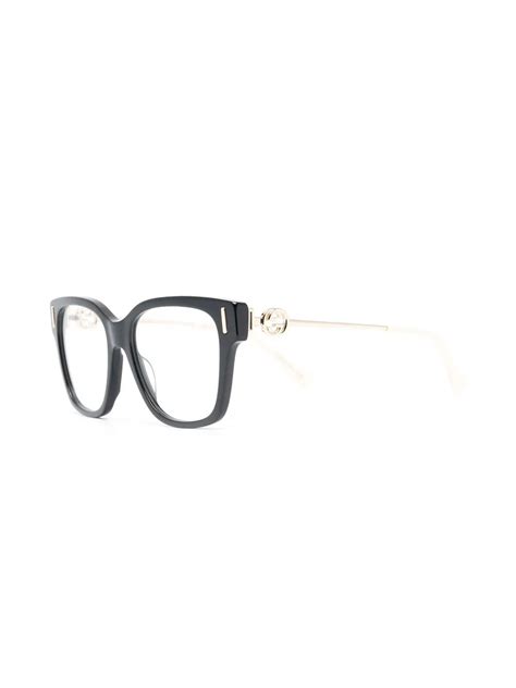 Gucci Eyewear Gg Logo Square Frame Optical Glasses Black Farfetch Be