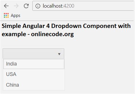 Angular Dropdown Component With Example Onlinecode