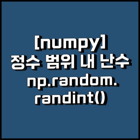 [numpy] 정수 난수 배열 생성하기 Np Random Randint 사용 및 설명