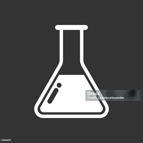 화학의 테스트 튜브 픽토그램 아이콘입니다 실험실 유리 그릇 또는 비 커 장비 검은 배경에 고립 실험 플라스 크입니다 트렌디한 현대 벡터 기호입니다 단순한 평면 그림 건강