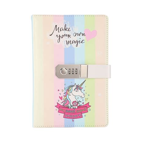 Unicorn Diary With Pass Code Lock For Girls Notebookpost