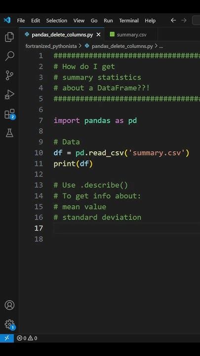 How Do I Get Summary Statistics About A Dataframe Python Youtube