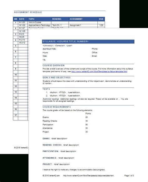 Syllabus Template For Word Blank Course Syllabus